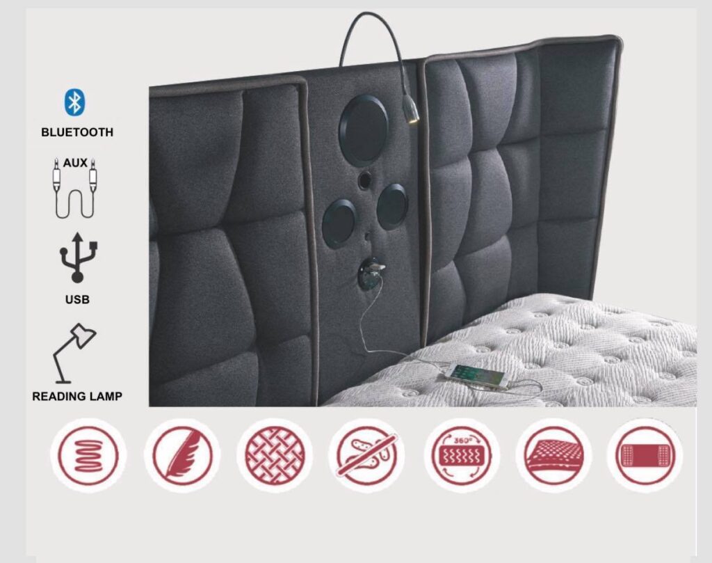 Veeda Smart Bed with Bluetooth Speakers - Sleek Living